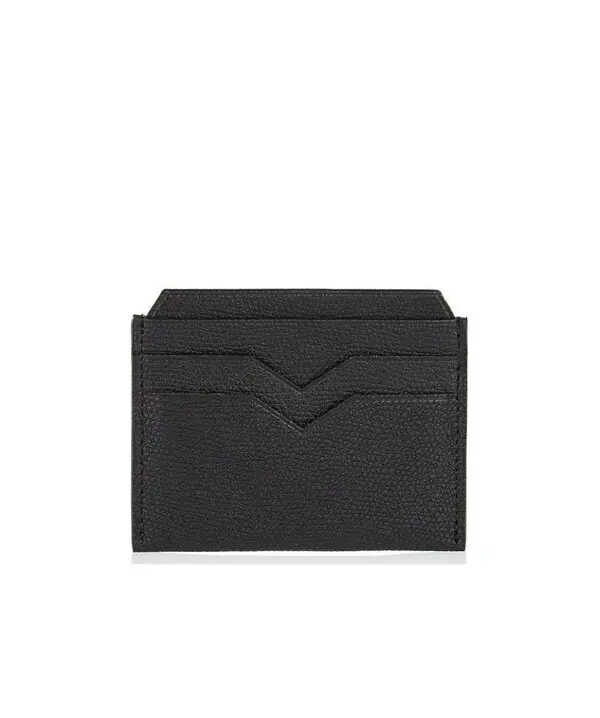 VALEXTRA V-shaped Lacquered Edge Cardholder - Black