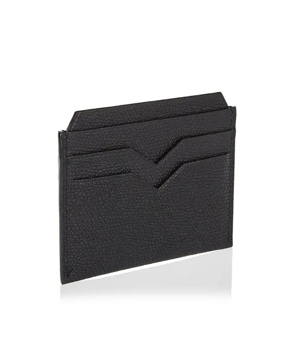 VALEXTRA V-shaped Lacquered Edge Cardholder - Black