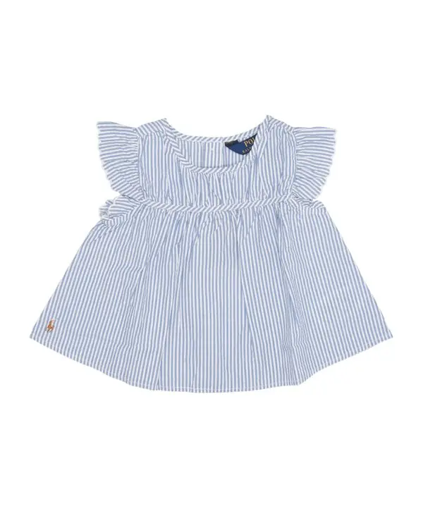 Polo Ralph Lauren Striped Cotton Blouse With Ruffle Detail