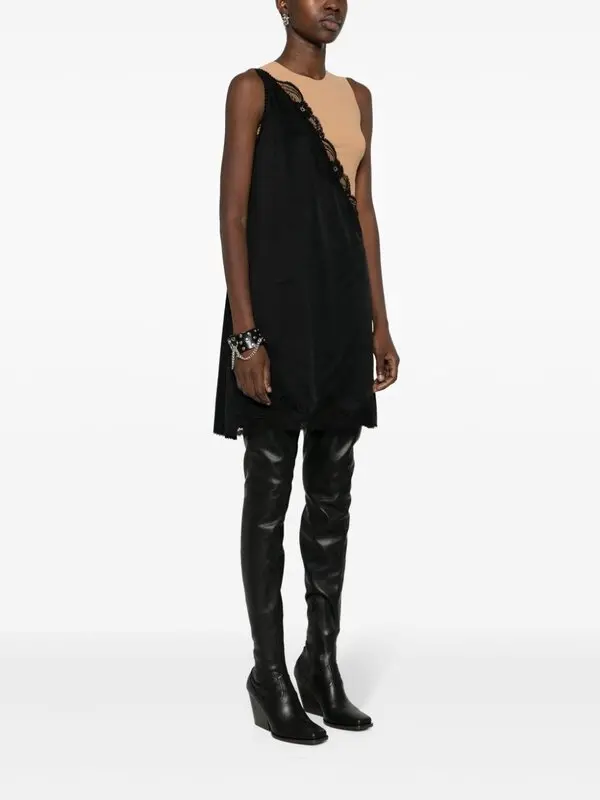 MAISON MARGIELA One Shoulder Lace Trim Dress