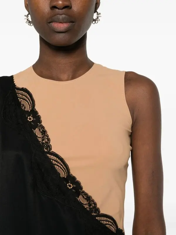 MAISON MARGIELA One Shoulder Lace Trim Dress