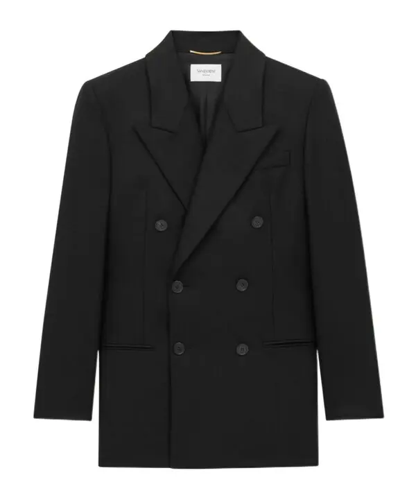 Saint Laurent Cassandre Double-breasted Cashmere Blazer - Black