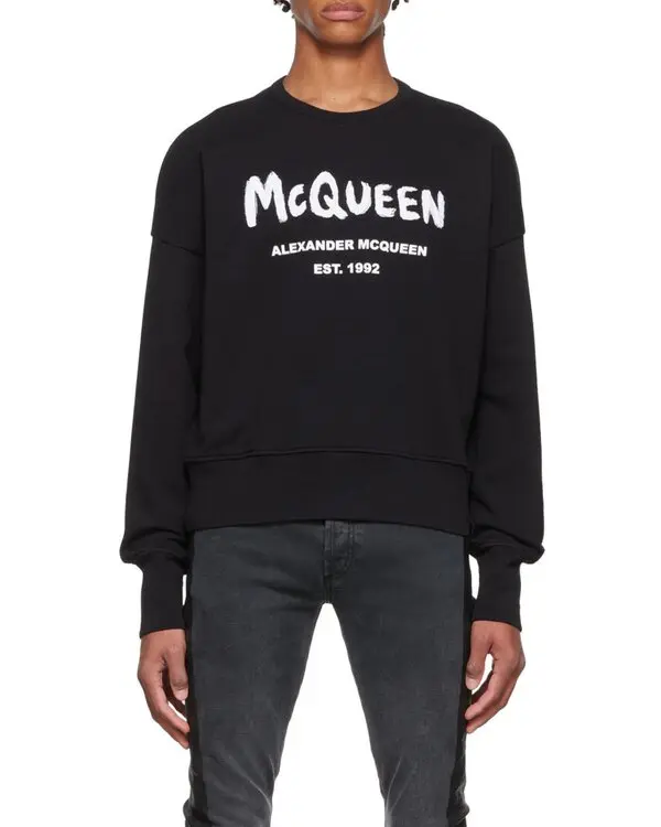 Alexander McQueen Graffiti Oversized Sweatshirt - Black