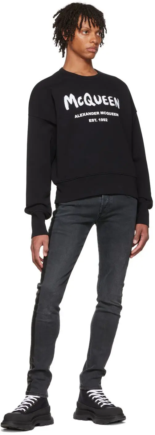 Alexander McQueen Graffiti Oversized Sweatshirt - Black