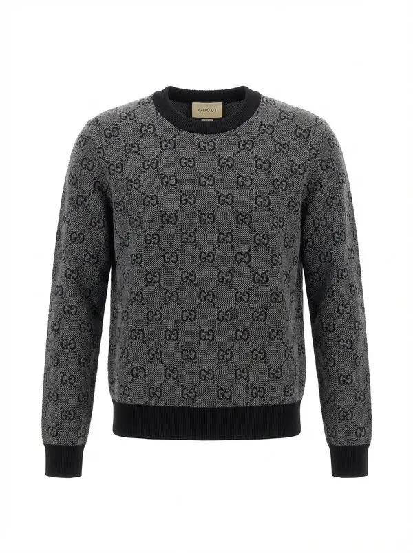 Gucci Monogram Jacquard Knit Jumper - Gray
