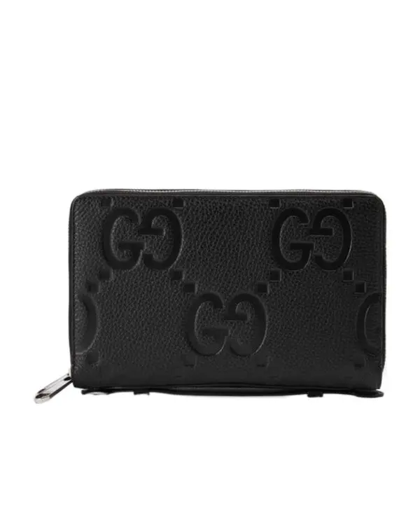 Gucci Jumbo Gg Zip-up Document Case - Black