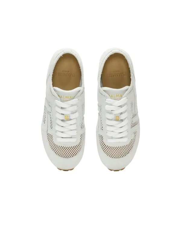 Balmain Racer 45 Trainers In Calfskin, Suede, And Nylon - White