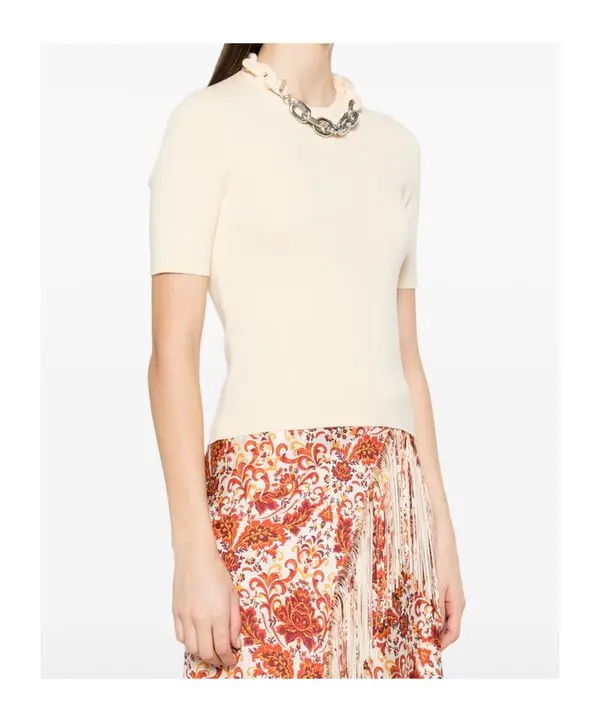 Rabanne Chain Detail Crewneck Top - Cream