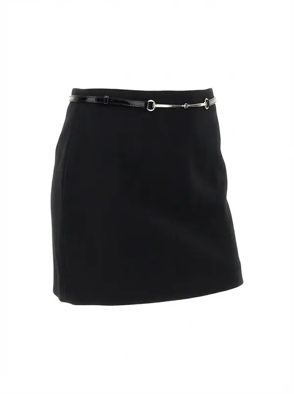 Gucci Horsebit Detail Front Slit Mini Skirt