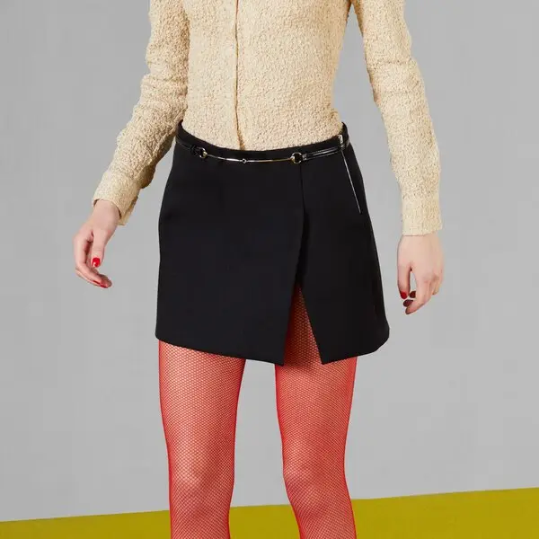 Gucci Horsebit Detail Front Slit Mini Skirt