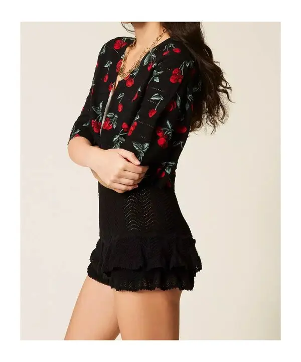TWINSET Cherry Print Short Sleeve Cardigan