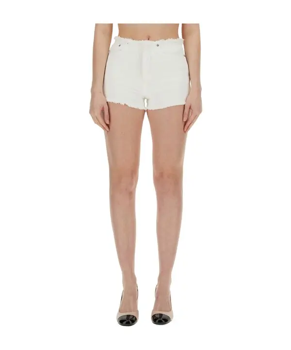 Michael Kors Frayed Hem Denim Shorts - Nude