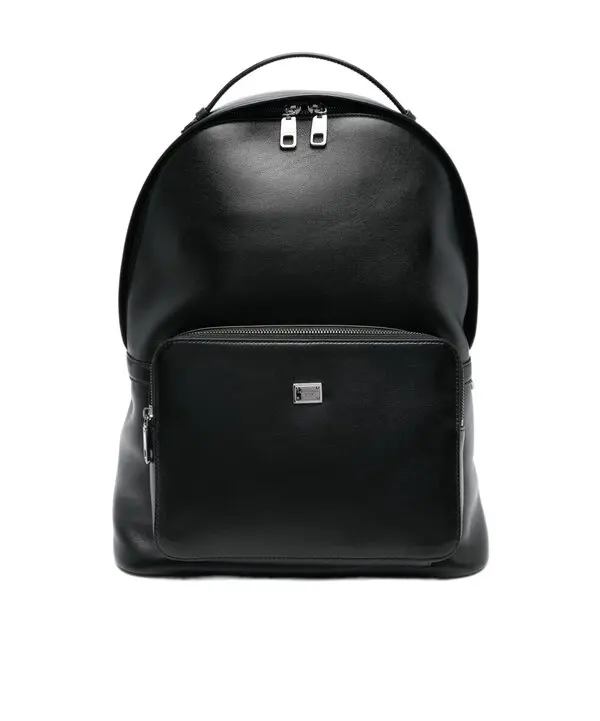 Dolce & Gabbana Logo Plaque Zipped Backpack - Black