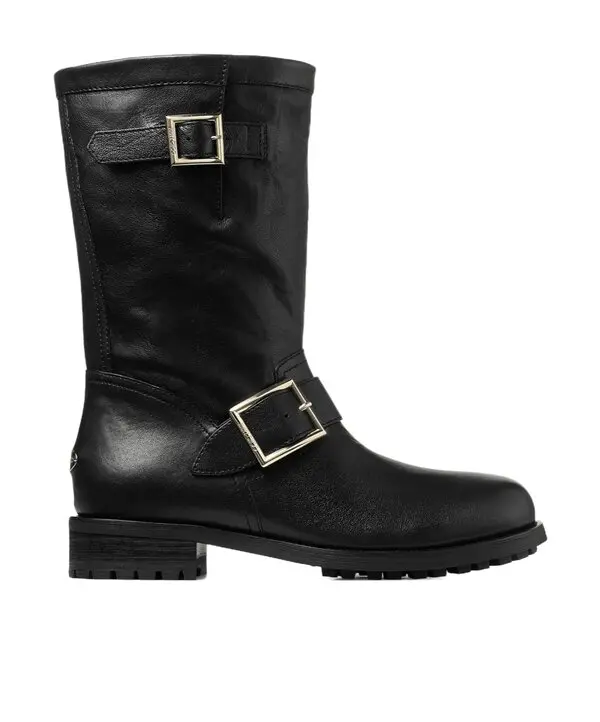 JIMMY CHOO Biker Leather Ankle Boots - Black