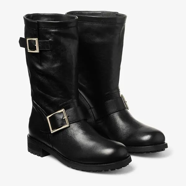 JIMMY CHOO Biker Leather Ankle Boots - Black
