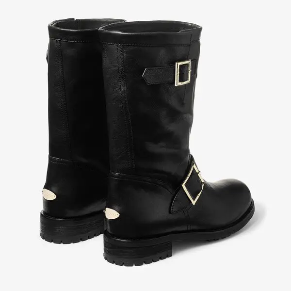 JIMMY CHOO Biker Leather Ankle Boots - Black