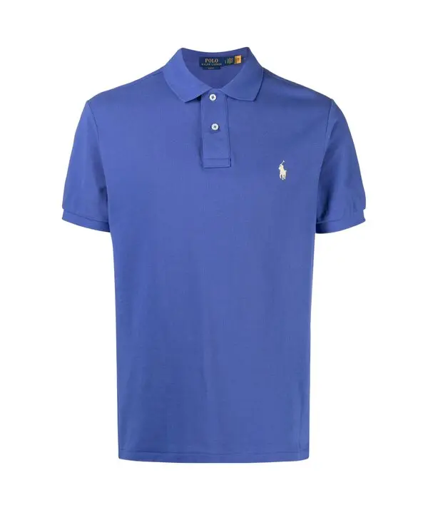 Polo Ralph Lauren Logo Embroidered Short-sleeved Polo Shirt - Blue