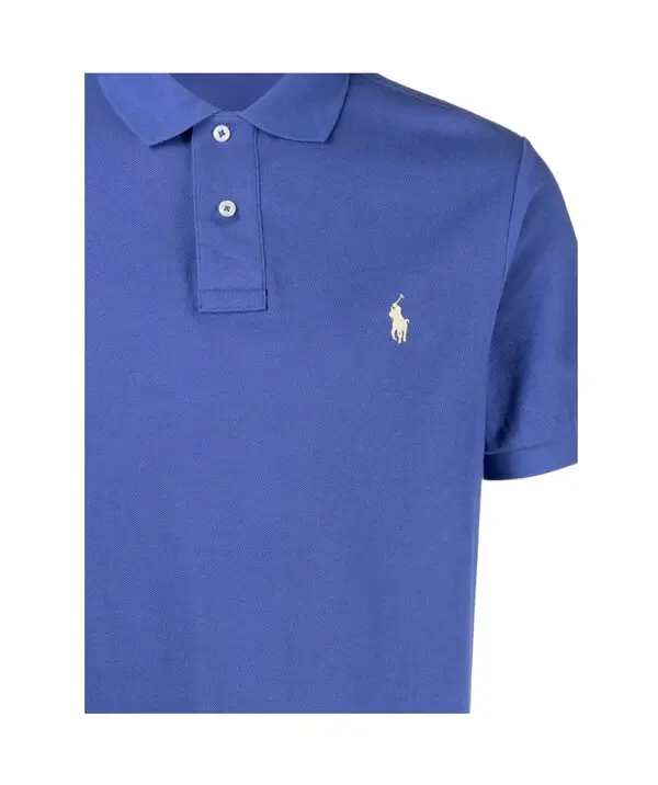 Polo Ralph Lauren Logo Embroidered Short-sleeved Polo Shirt - Blue