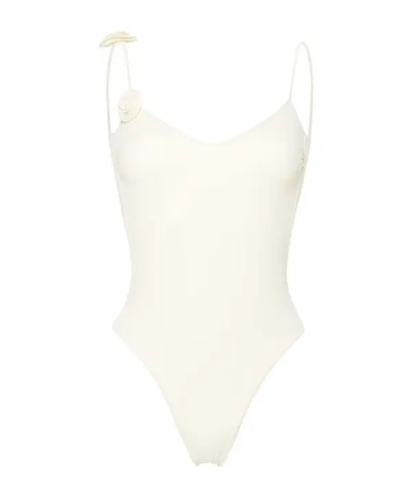 LA REVECHE Ashar Floral-appliqué One-piece Swimsuit - Ivory White