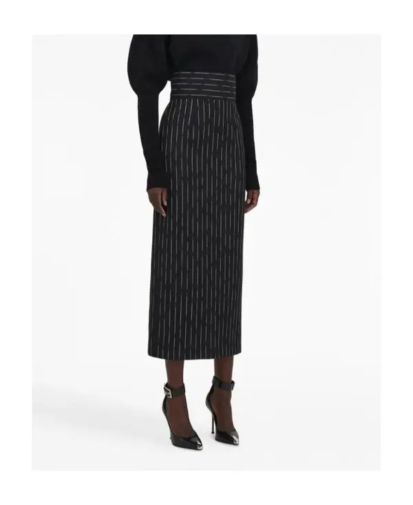 Alexander McQueen Striped High-waist Midi Skirt