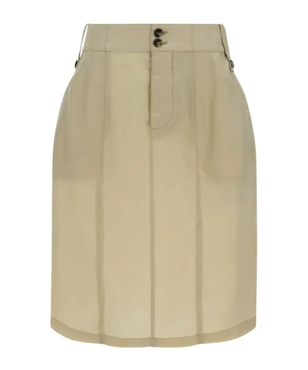 Saint Laurent Button Detailed Pencil Skirt - Beige