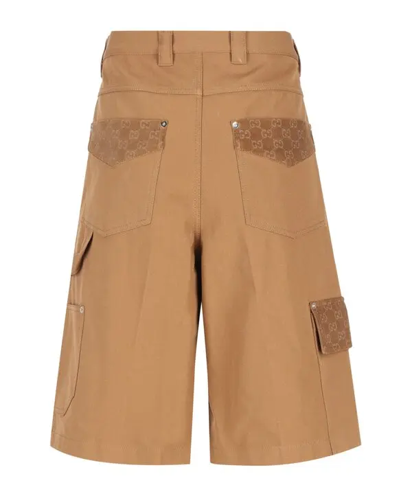 Gucci Gg Monogram Cargo Shorts - Camel