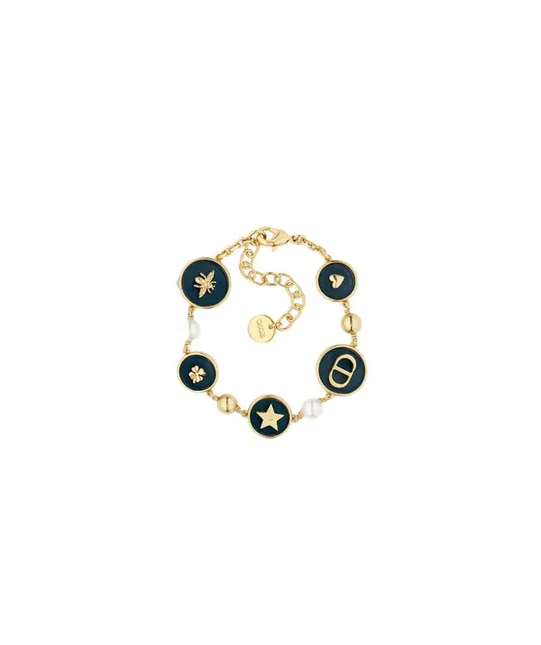 Dior D-luck Beaded Chain Bracelet - Yellow