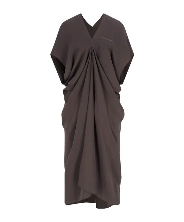MAISON MARGIELA V-neck Pleated Midi Dress