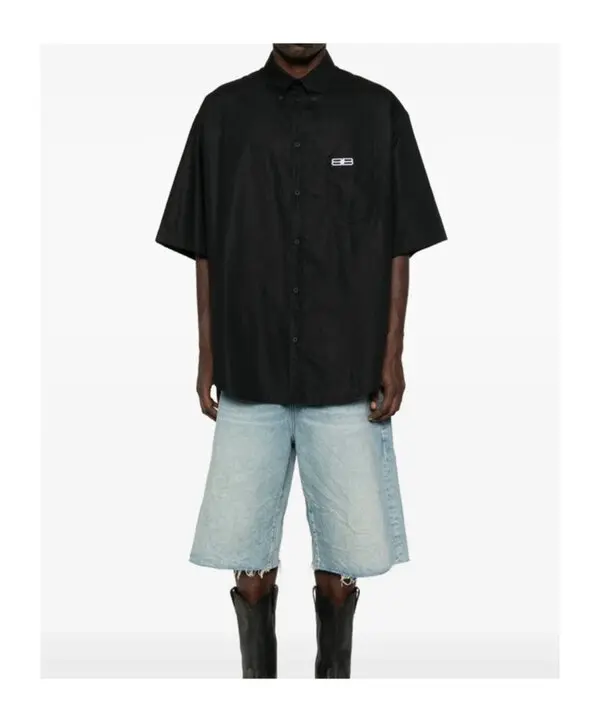 Balenciaga Bb Logo Embroidered Oversized Shirt