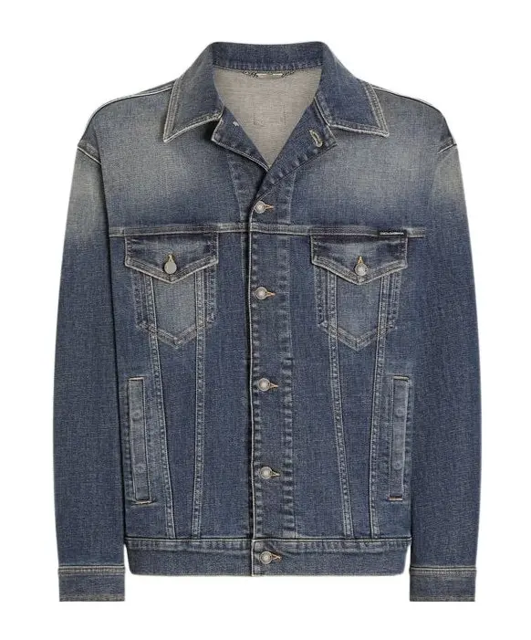 Dolce & Gabbana Long Sleeve Collared Denim Jacket - Gray
