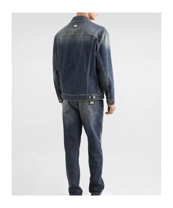 Dolce & Gabbana Long Sleeve Collared Denim Jacket - Gray