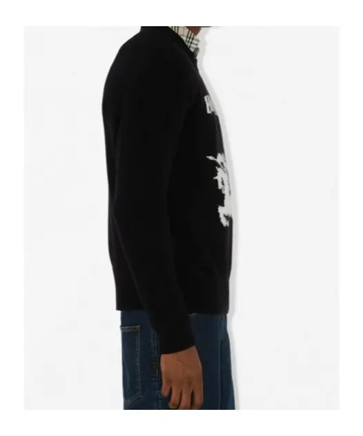 Burberry Crewneck Jumper With Intarsia Knit - Black
