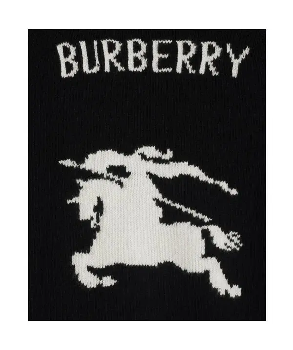 Burberry Crewneck Jumper With Intarsia Knit - Black