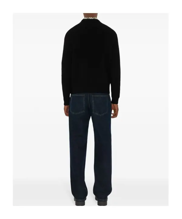 Burberry Crewneck Jumper With Intarsia Knit - Black