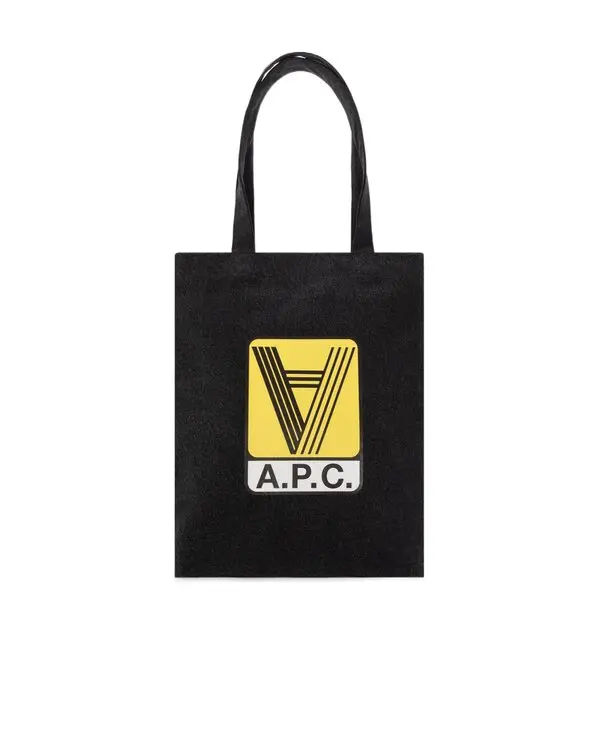 A.p.c. Lou Logo Printed Tote Bag - Black