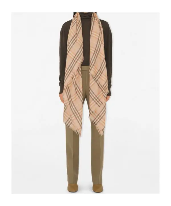 Burberry Checked Frayed Edge Scarf