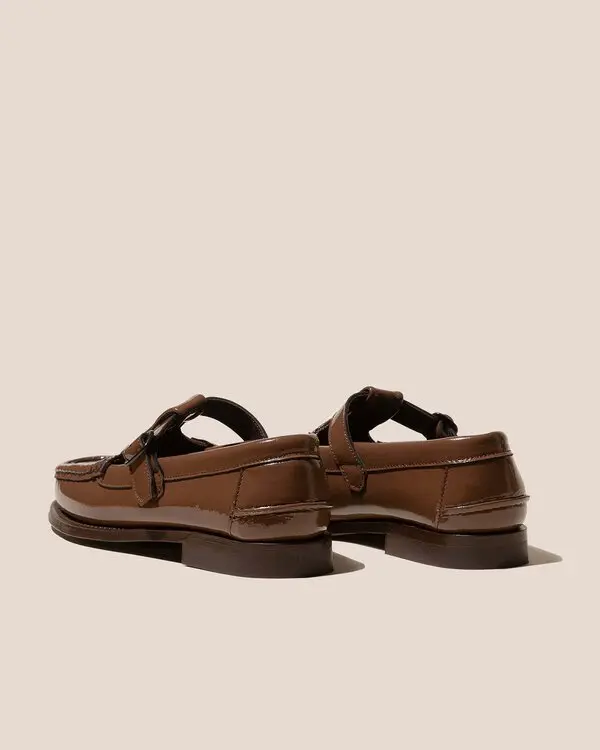 Hereu Patent Leather Loafers With Adjustable Buckle - Cocoa