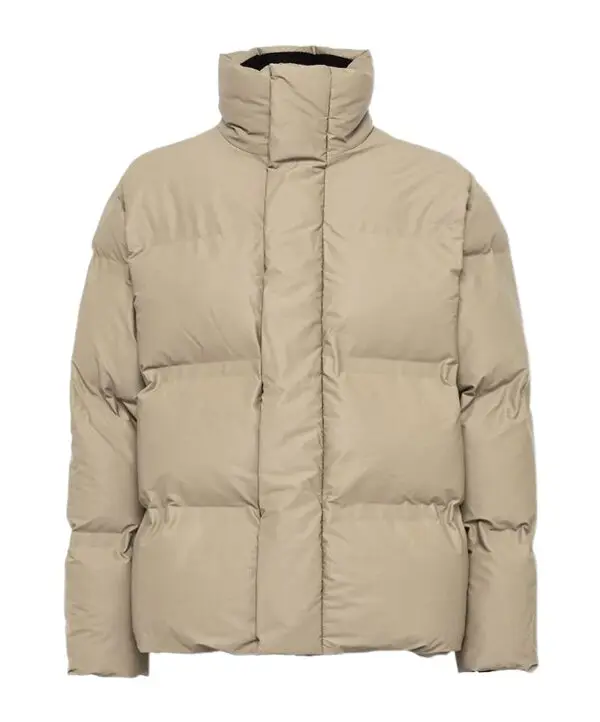 Rains High Neck Zip-up Puffer Jacket - Nude
