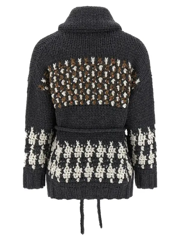 Brunello Cucinelli Ribbed Knit Belted Cardigan