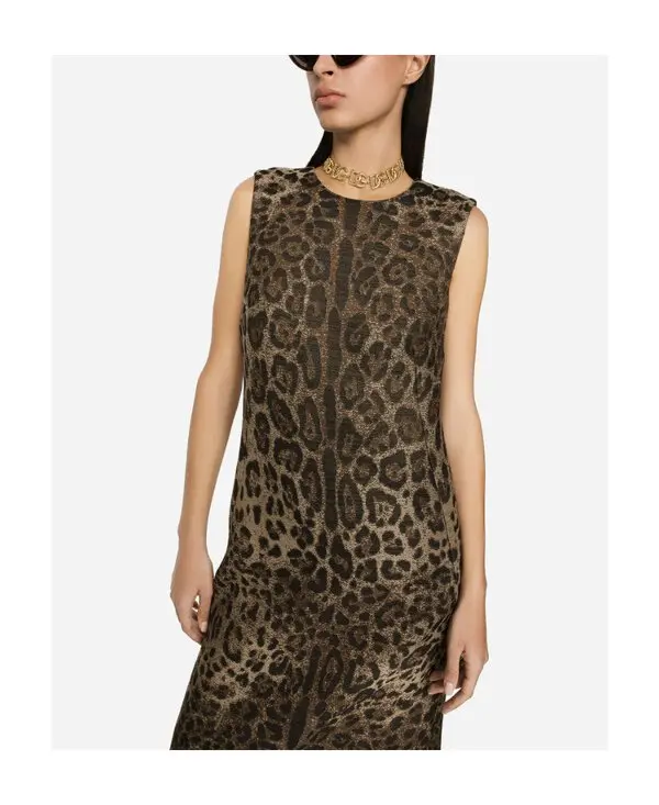 Dolce & Gabbana Leopard Jacquard Midi Dress