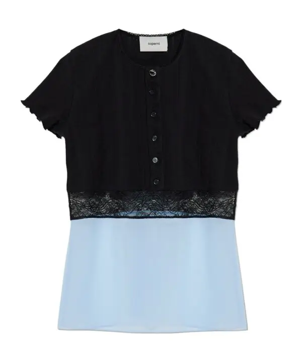 Coperni Lace-panelled Blouse - Black