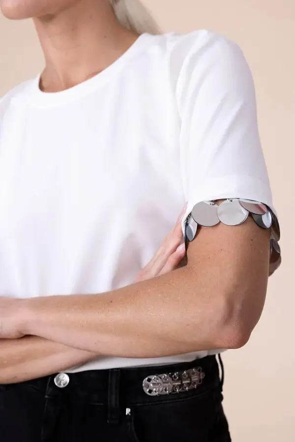 Rabanne Embellished Crepe T-shirt