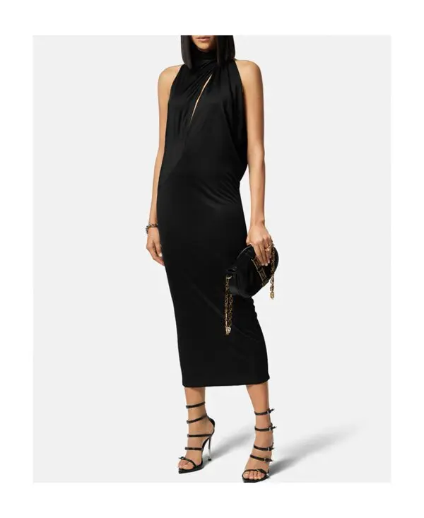 Versace Halterneck Sleeveless Midi Dress