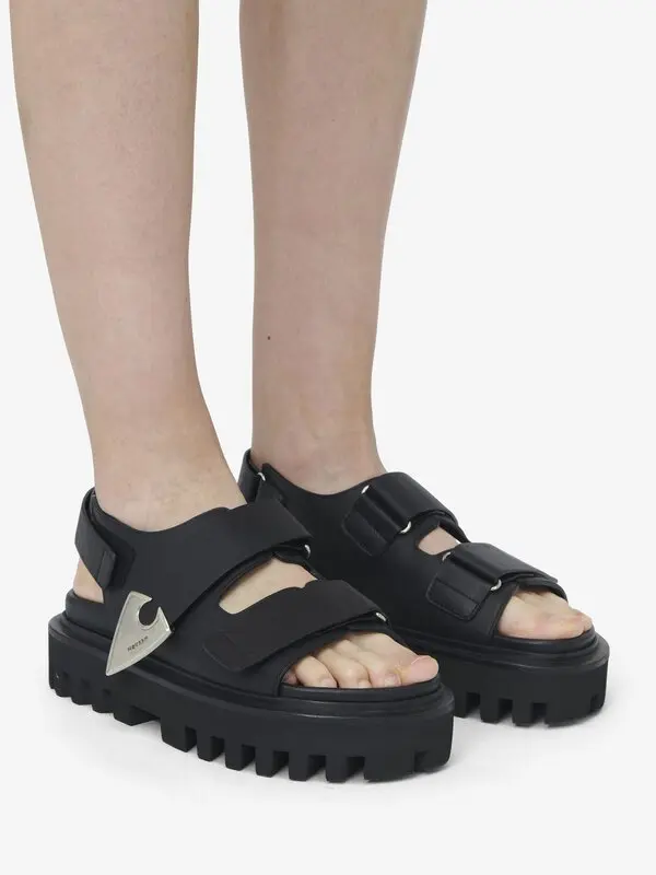 Alexander McQueen Chunky Sole Touch Strap Sandals - Black