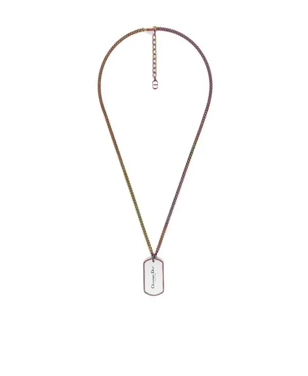 Dior Cd Couture Plate Pendant Necklace - Gray