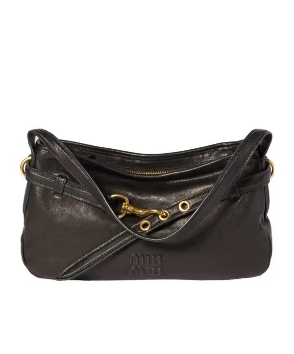 Miu Miu Nappa Leather Bag With Vintage Gold Hardware - Black