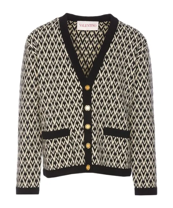 Valentino Garavani Geometric Knit Cardigan - Black