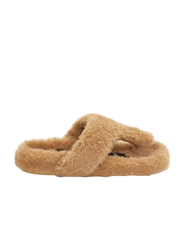 Loewe Shearling Ease Toe Post Sandals - Brown