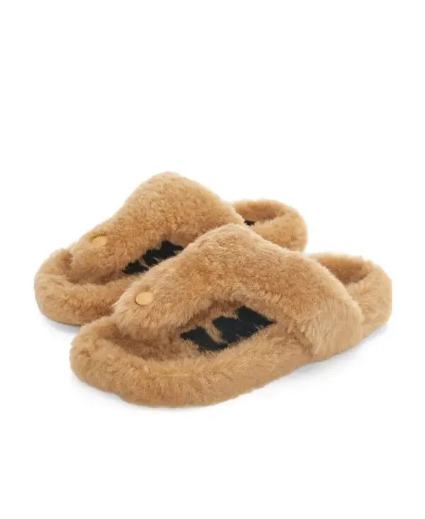 Loewe Shearling Ease Toe Post Sandals - Brown