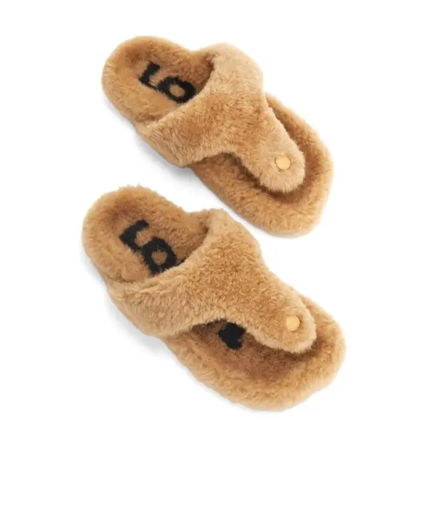 Loewe Shearling Ease Toe Post Sandals - Brown